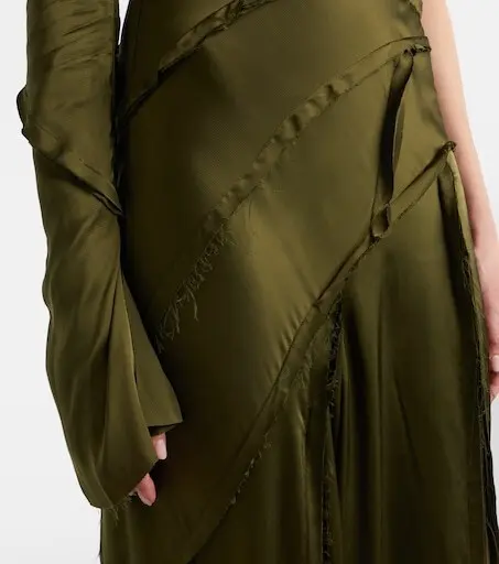 Blumarine Asymmetrical Lace-trimmed Satin Gown