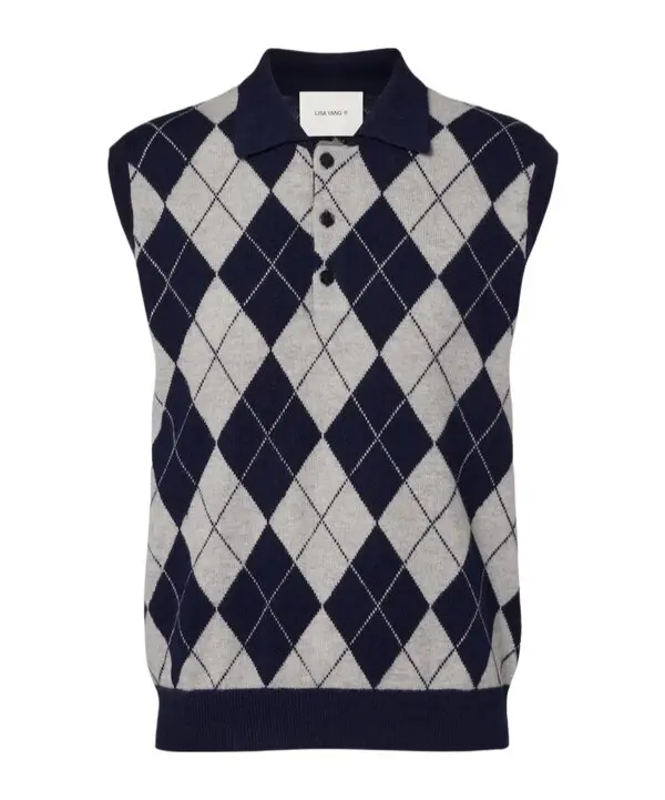 LISA YANG Riana Argyle Sweater Vest