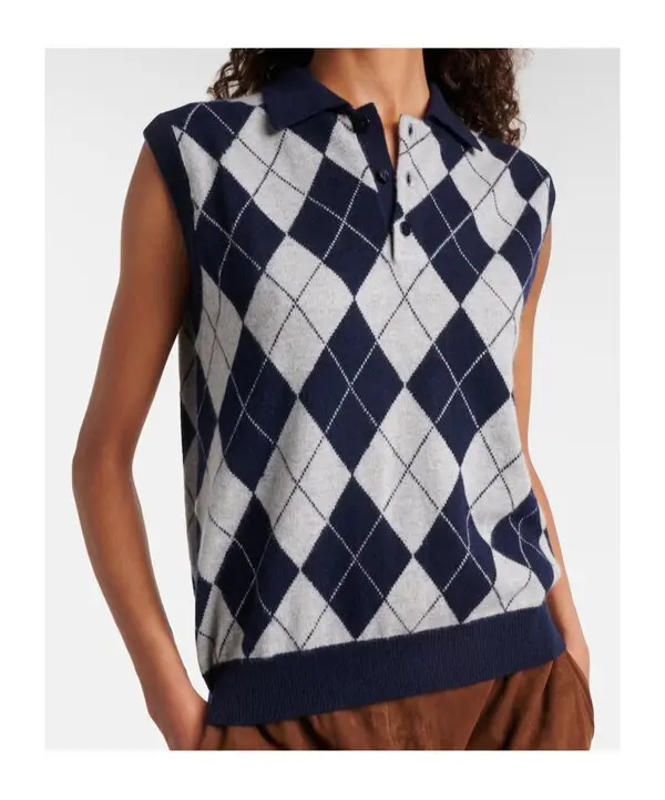 LISA YANG Riana Argyle Sweater Vest