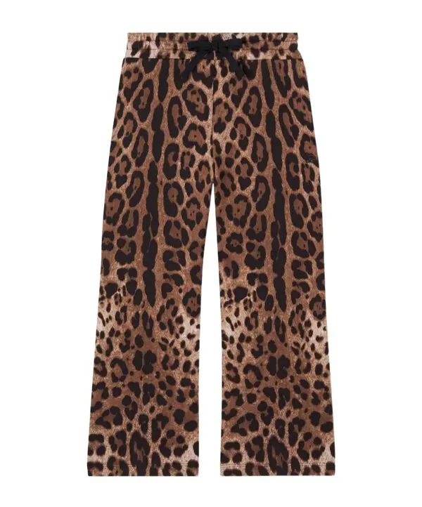 Dolce & Gabbana Leopard Print Cotton Jersey Sweatpants - Brown