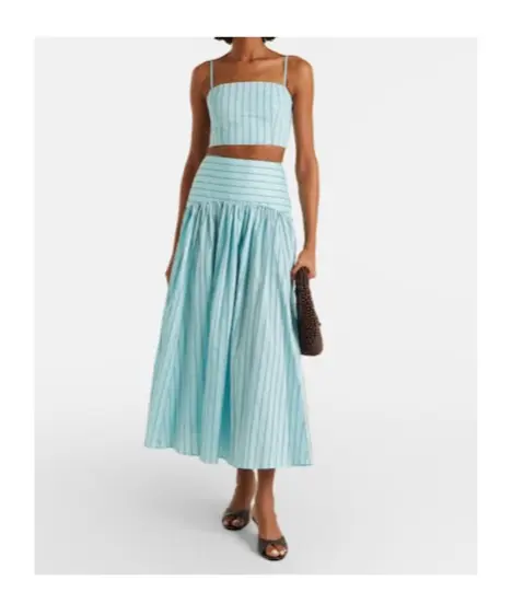 Staud Procida Striped Cotton-blend Maxi Skirt