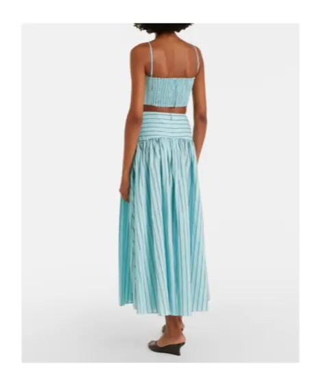 Staud Procida Striped Cotton-blend Maxi Skirt