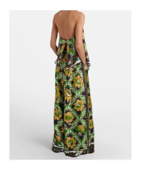 ALEMAIS Liana Printed Silk Satin Palazzo Pants