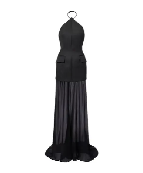Sportmax Pinne Silk-trimmed Halterneck Maxi Dress - Black
