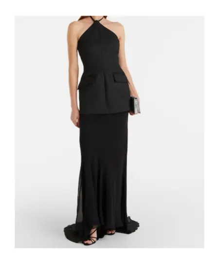 Sportmax Pinne Silk-trimmed Halterneck Maxi Dress