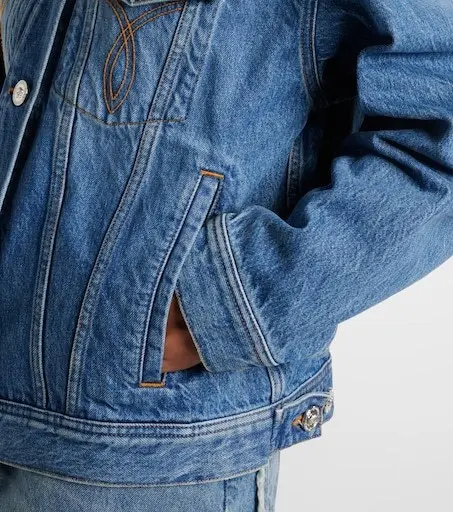 Versace Suede-trimmed Denim Jacket
