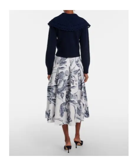 Erdem Floral Cotton Poplin Midi Skirt