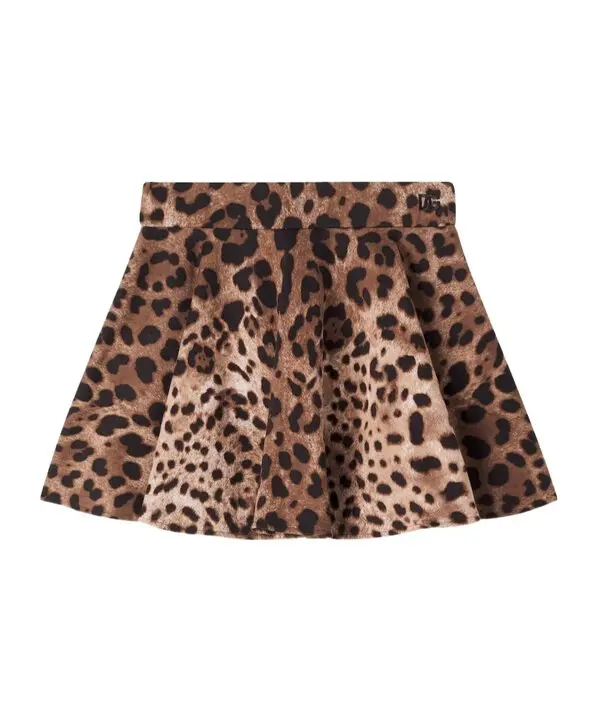 Dolce & Gabbana Leopard Print Cotton Knit Midi Skirt