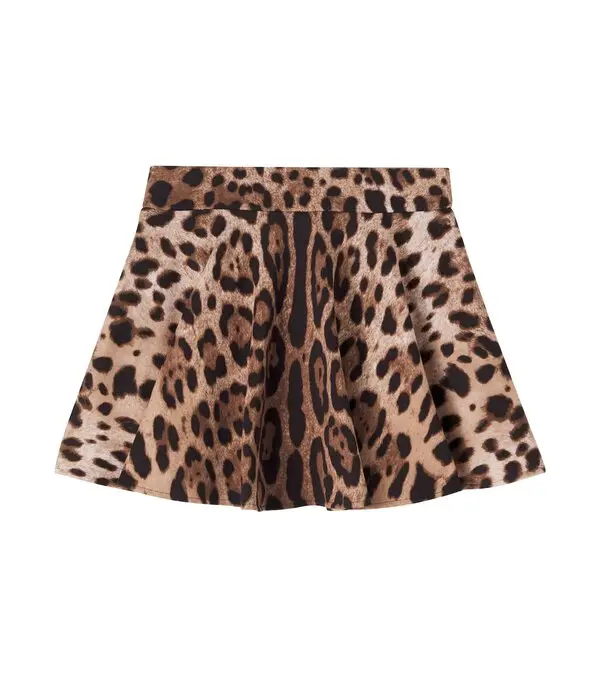 Dolce & Gabbana Leopard Print Cotton Knit Midi Skirt