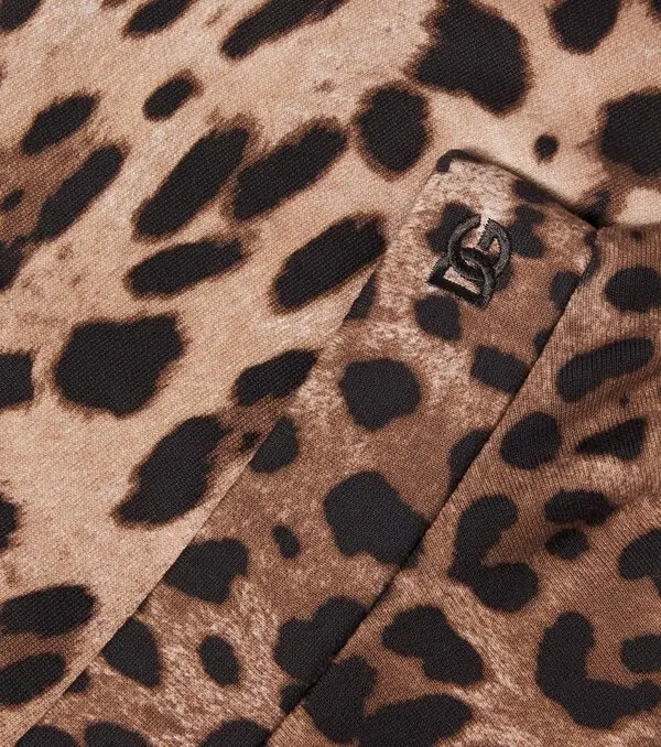 Dolce & Gabbana Leopard Print Cotton Knit Midi Skirt