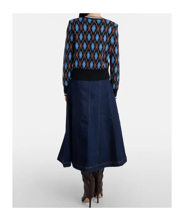 Veronica Beard Alix Denim Midi Skirt