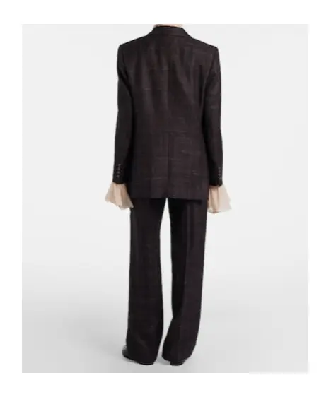 BLAZÉ MILANO Fox Checked Wool And Silk Wide-leg Pants