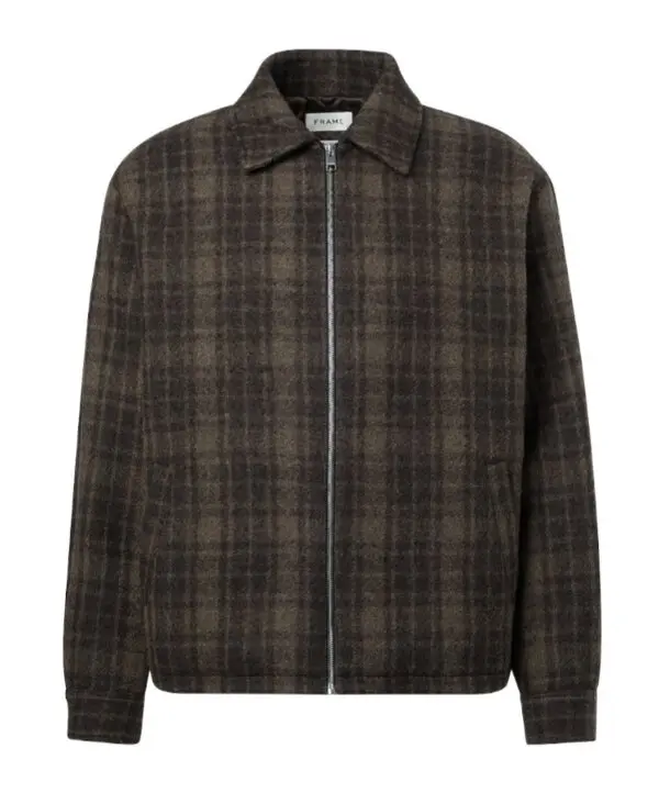 FRAME Checked Virgin Wool Blouson Jacket - Black