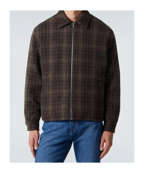 FRAME Checked Virgin Wool Blouson Jacket