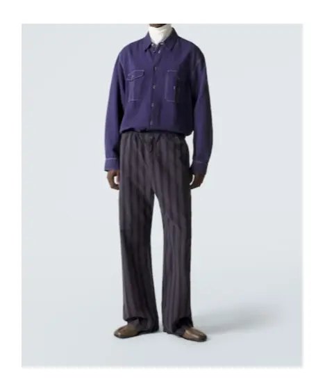 MAISON MARGIELA Striped Cotton Wide-leg Pants