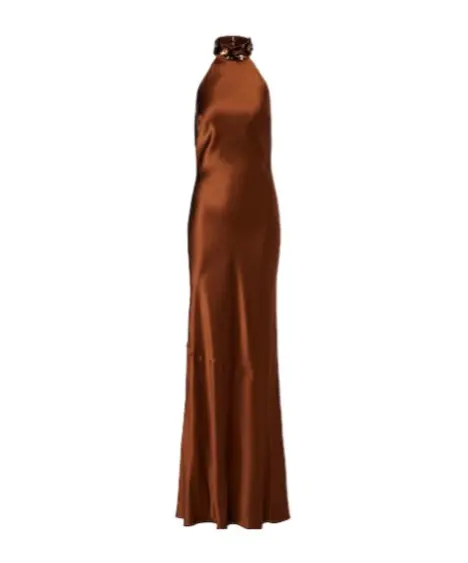 Rebecca Vallance Phoenix Embellished Silk Satin Gown - Brown