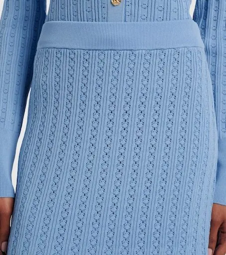 Rebecca Vallance Natalie Pointelle Knit Midi Skirt