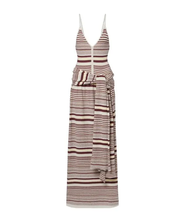 AYA MUSE Aella Knitted Striped Cotton-blend Maxi Dress - Nude
