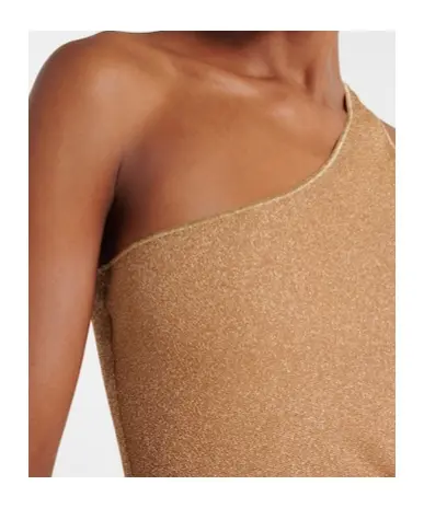 Oseree Embellished One-shoulder Lamé Swimsuit