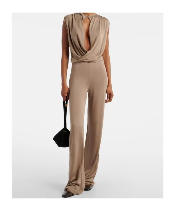 AYA MUSE Esme Cutout Draped Silk-blend Crop Top
