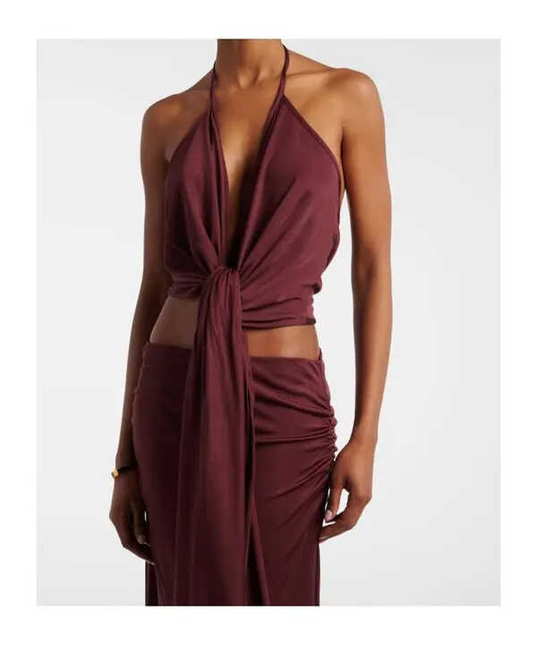 AYA MUSE Kaima Draped Jersey Crop Top