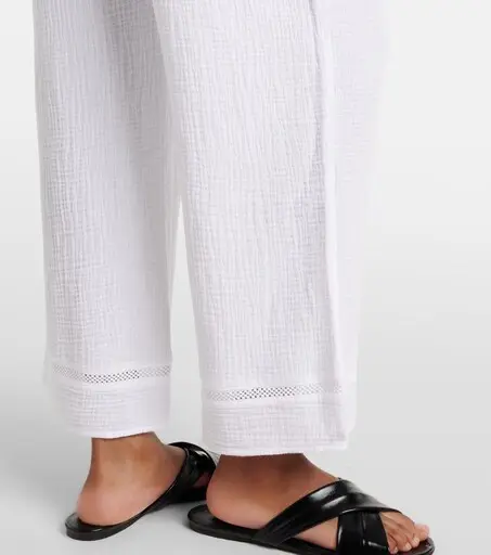Velvet By Graham & Spencer Cotton Muslin Wide-leg Pants With Lace Trim