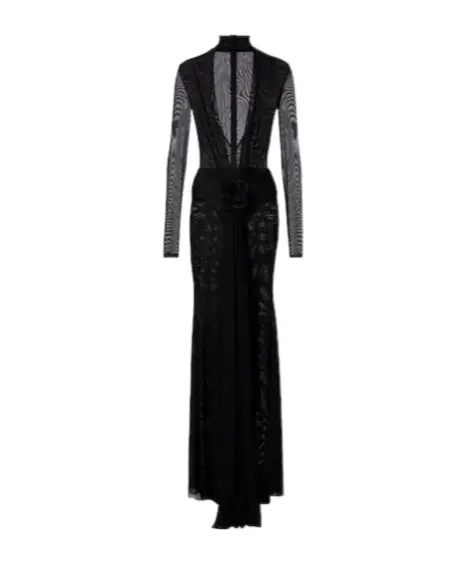 David Koma Floral-appliqué Mesh Gown
