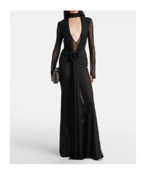 David Koma Floral-appliqué Mesh Gown