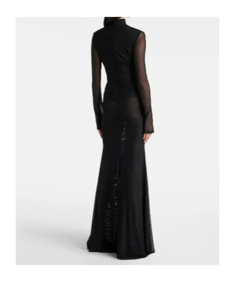 David Koma Floral-appliqué Mesh Gown