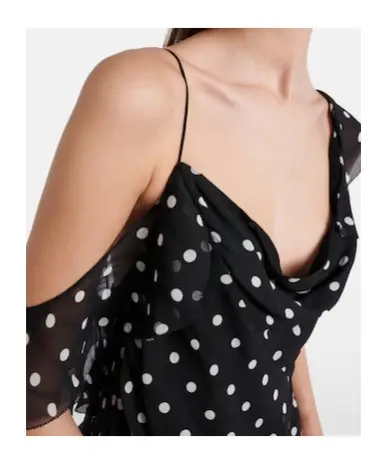 SELF-PORTRAIT Polka-dot Ruffled Georgette Gown
