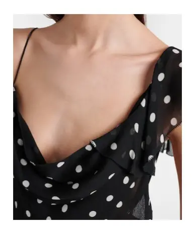 SELF-PORTRAIT Polka-dot Ruffled Georgette Gown