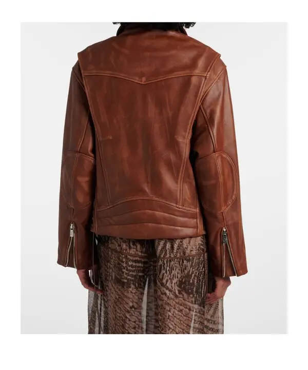 JACQUES WEI Long-sleeved Leather Jacket