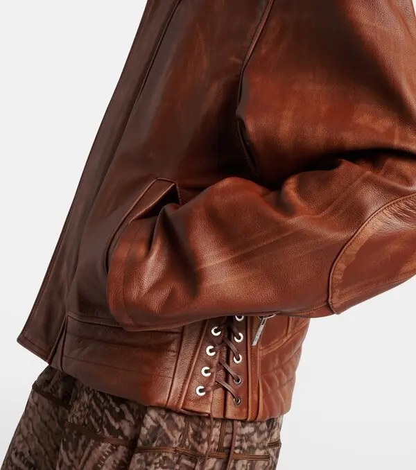 JACQUES WEI Long-sleeved Leather Jacket