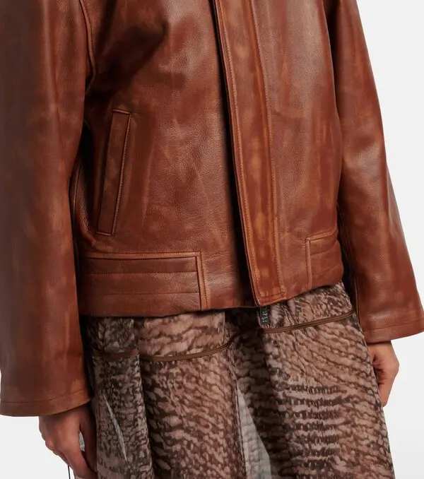 JACQUES WEI Long-sleeved Leather Jacket