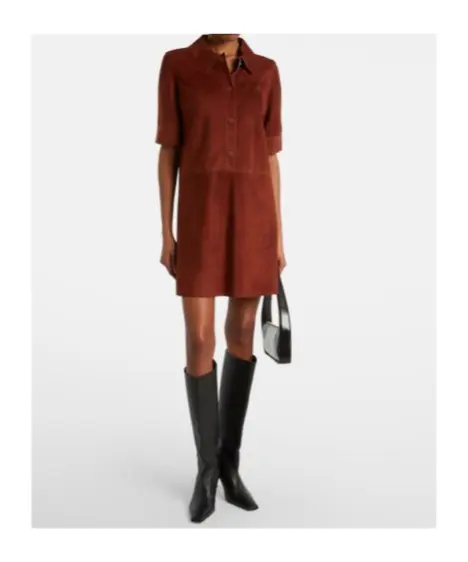 YVES SALOMON Suede Polo Dress
