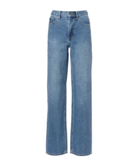 SELF-PORTRAIT Embellished High-rise Straight Jeans