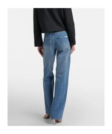 SELF-PORTRAIT Embellished High-rise Straight Jeans