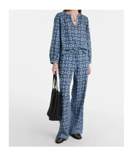 Velvet By Graham & Spencer Kendra Printed Cotton Wide-leg Pants