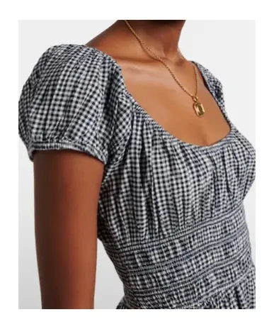 DÔEN Quinley Gathered Gingham Cotton Midi Dress