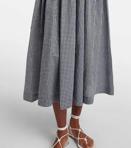DÔEN Quinley Gathered Gingham Cotton Midi Dress