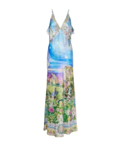 Camilla Printed Silk Slip Dress