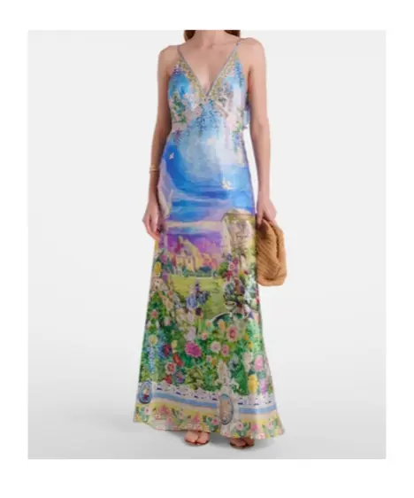 Camilla Printed Silk Slip Dress