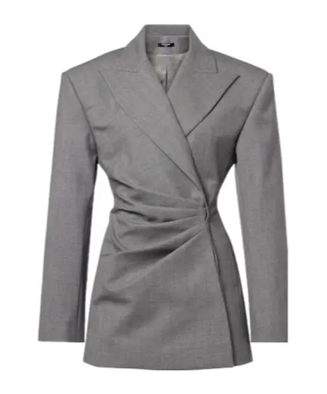 Balmain Draped Virgin Wool Blazer Dress - Gray