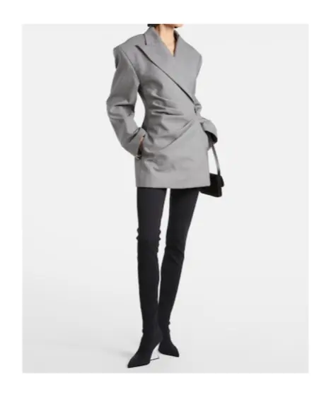 Balmain Draped Virgin Wool Blazer Dress