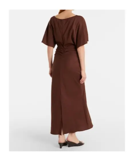 Staud Amelie Linen-blend Midi Dress