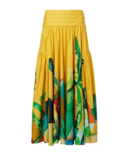 ALEMAIS Mokshini Printed Cotton Poplin Maxi Skirt - Multicolor