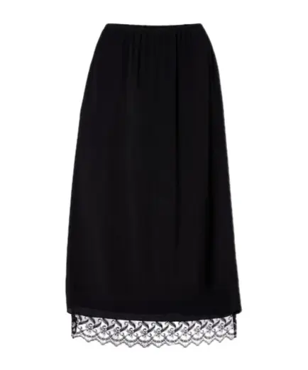 Simone Rocha Lace-trimmed Crêpe De Chine Midi Skirt - Black