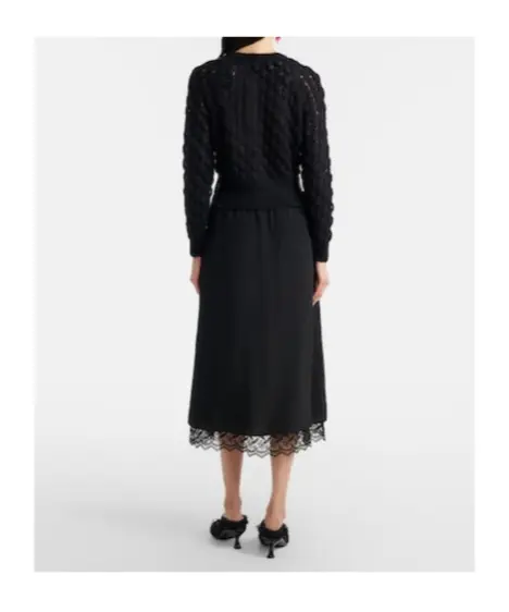 Simone Rocha Lace-trimmed Crêpe De Chine Midi Skirt