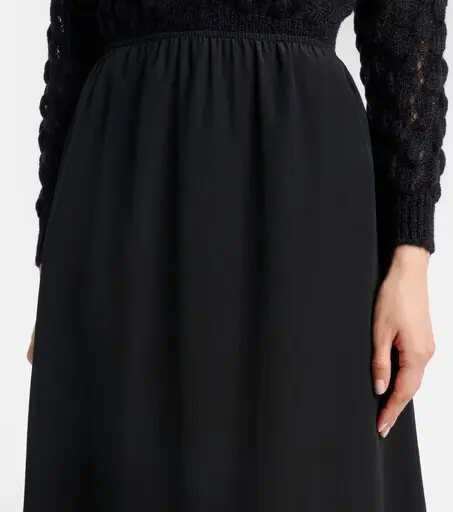 Simone Rocha Lace-trimmed Crêpe De Chine Midi Skirt