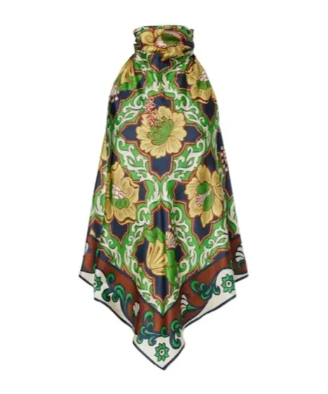 ALEMAIS Printed Silk Satin Top